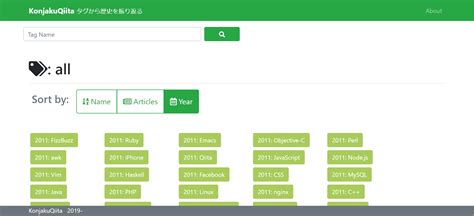 平成も終わるので、qiitaのタグの歴史を振り返るwebサービスを作ってみた「konjakuqiita」 Ruby Qiita