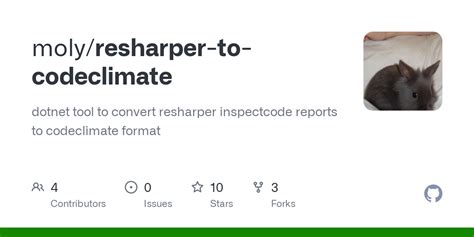 Github Molyresharper To Codeclimate Dotnet Tool To Convert Resharper Inspectcode Reports To