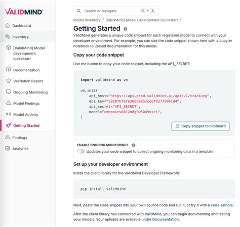 Quickstart — Model Development Validmind