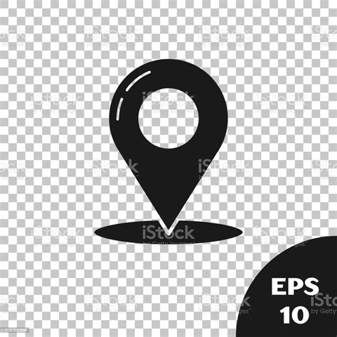 투명 한 배경에 격리 된 검은 지도 핀 아이콘입니다 네비게이션 포인터 위치 지도 Gps 방향 장소 나침반 연락처 검색 개념 벡터 일러스트레이션 0명에 대한 스톡 벡터 아트