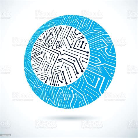 벡터 기술 장치의 전자 부품 회로 보드 라운드 컴퓨터 마더보드 자동 제어 추상화 0명에 대한 스톡 벡터 아트 및 기타 이미지 0명 3차원 형태 Cpu Istock