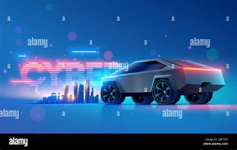 Futuristic Car Silver Cyber Car Stands Against Background Of