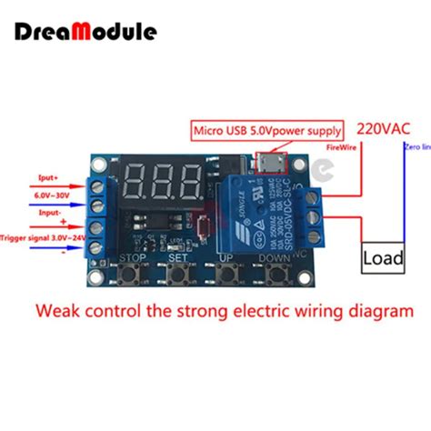dc 6 30v support micro usb 5v led display automation cycle delay timer