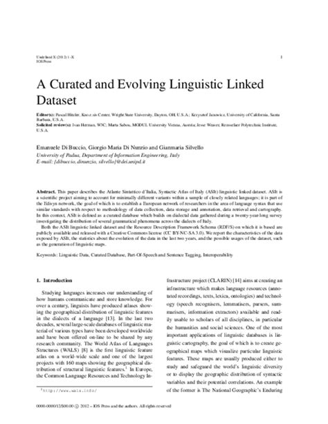 Pdf A Curated And Evolving Linguistic Linked Dataset