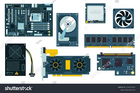Pc Components Cpu Gpu Motherboard Cooler Stock Illustration 2192323347 Shutterstock
