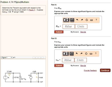 Solved Problem 4 74 Pspice Multisim Part A Find Rth Express Your Answer To Three Significant