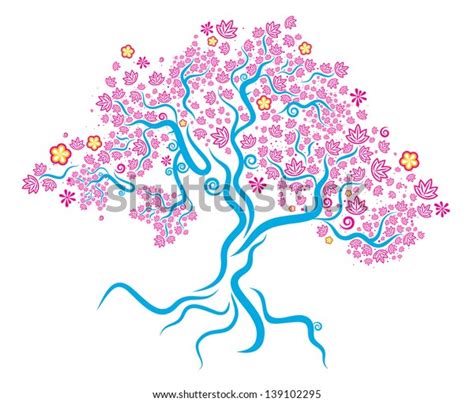 Tree Symbol Leaves Flowers Stock Vector Royalty Free Shutterstock