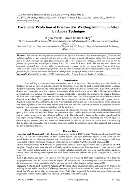 Pdf Parameter Prediction Of Friction Stir Welding Aluminium Alloy By