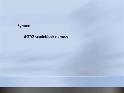 The FOR Loop Syntax FOR Variable IN REVERSE
