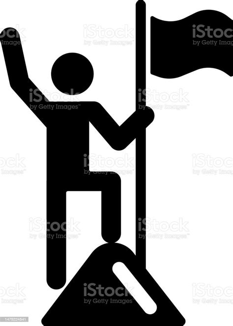산 정상에 서 있는 깃발을 든 남자 아이콘 성공 개념 아이콘 벡터 등정에 대한 스톡 벡터 아트 및 기타 이미지 등정 아이콘 0명 Istock