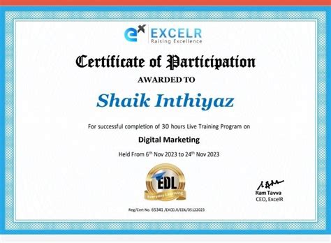 Shaik Inthiyaz On Linkedin Iam Successfully My Excelr Digital