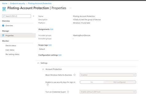 Utilize Intune Endpoint Security Policies For Account Protection In