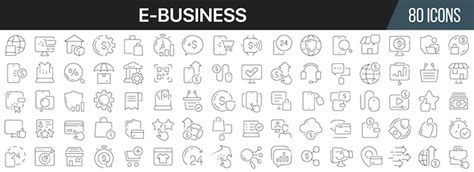 Premium Vector Ebusiness Line Icons Collection Big Ui Icon Set In A Flat Design Thin Outline