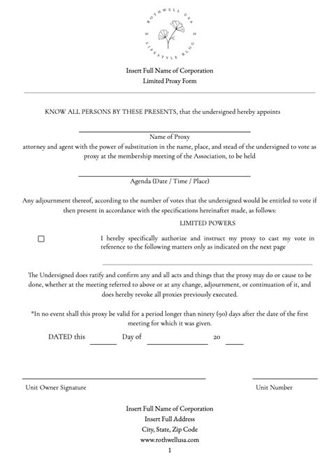 Limited Proxy Form Rothwell Usa