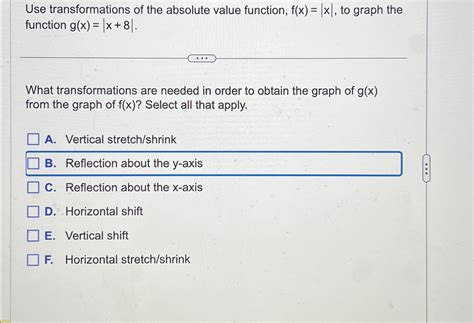Solved Use Transformations Of The Absolute Value Function