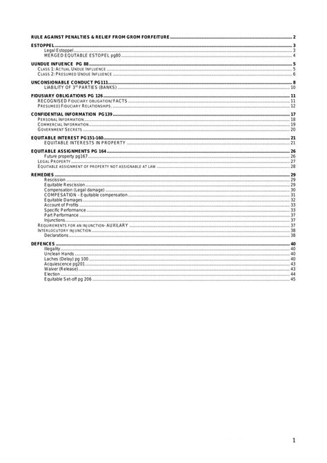 Equity Exam Notes Law3103 Equity Ecu Thinkswap