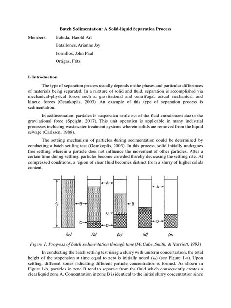 Expt 4 Batch Sedimentation Pdf Chemical Engineering Applied