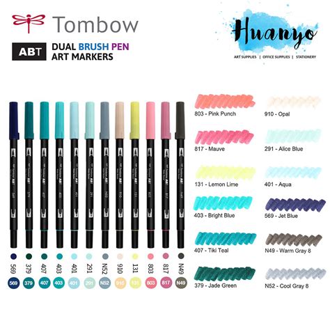 [new Pastel Series Color] Tombow Abt Dual Tips Drawing And Calligraphy Colour Brush Pen Per Pcs