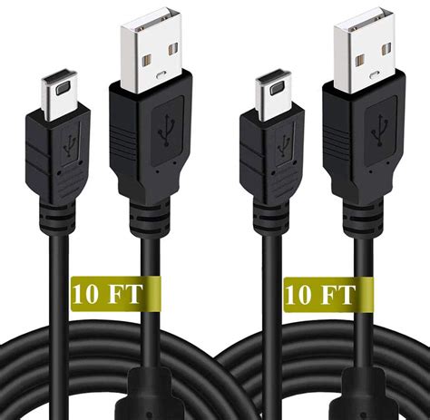 2 Pack 10ft Ps3 Controller Charger Cable Magnetic Ring Mini Usb Data Charging Cord For Ps Move