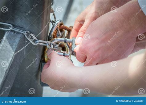 Man And Woman Locking A Lock On A Wedding Day Stock Photo Image Of Happiness Celebration