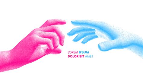 손이 서로를 향해 닿는다 인간 관계 공생 또는 파트너십의 개념 3d 벡터 일러스트레이션 배너 전단지 포스터 표지 또는 브로셔를위한 디자인 손에 대한 스톡 벡터 아트 및 기타