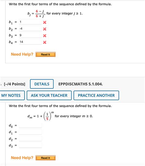solved write the first four terms of the sequence defined by