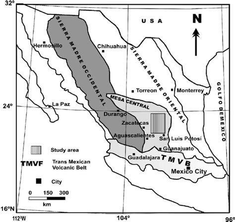 Index Map Of The Sierra Madre Occidental And Mesa Central Provinces Download Scientific Diagram