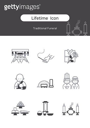 아이콘 아이콘세트 아이콘 라이프스타일 라인아이콘 장례 장례 사건 승려 종교인 불교 무덤 이미지 Jv11881220 게티이미지뱅크