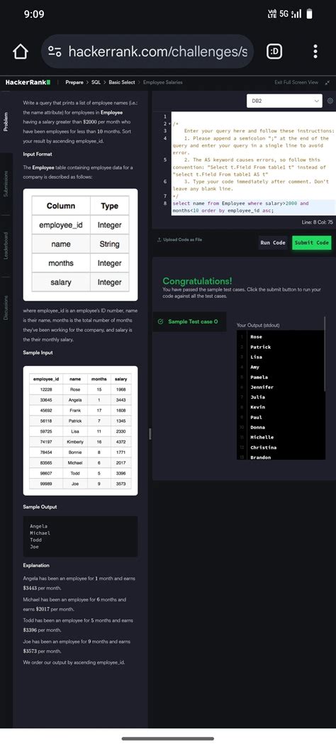 Basic Sql Queries For Employee Names And Employee Salaries In