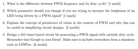 What Is The Difference Between PWM Frequency And Chegg Com