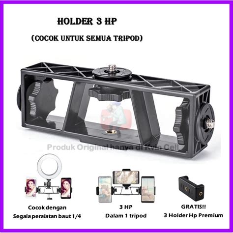 Jual Sambungan Holder U Tripod Hp 3 Posisi Multi Extension Handphone Tiga Posisi Live Multi Clip