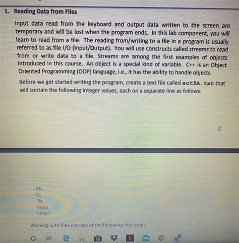 Solved 1 Reading Data From Files Input Data Read From The