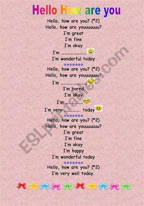 Hello Song ESL Worksheet By Ayda Louhichi
