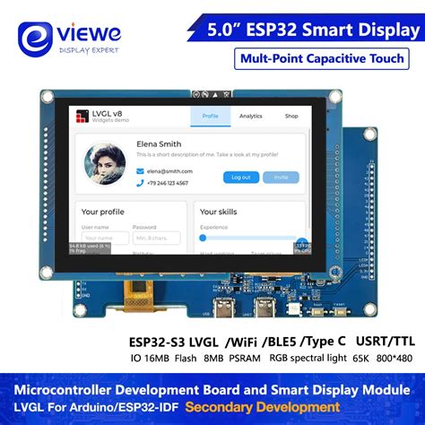 Esp32 S3 Lvgl 5 Inch 800x480 Development Board With Wifi And Bluetooth