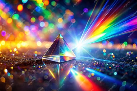 A Prism Rainbow Light On Dark Background Overlay Crystal Flare Abstract Effect Holographic