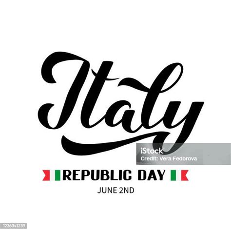 이탈리아 공화국의 날 손 편지 흰색에 고립 이탈리아 어 휴일 타이포그래피 포스터입니다 배너 전단지 스티커 티셔츠 인사말 카드 엽서 등을위한 벡터 템플릿을 편집하기 쉽습니다