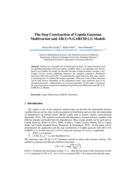 pdf the step construction of copula gaussian multivariate and ar 1 n
