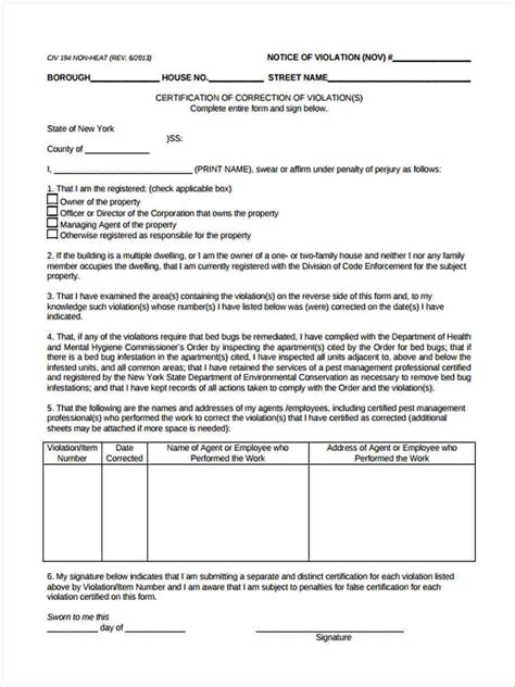 Code Enforcement Notice Of Violation Template