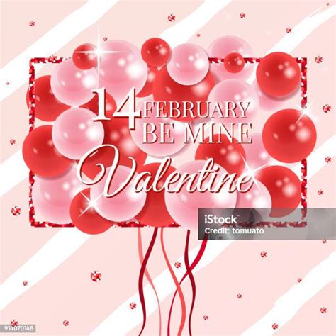풍선 해피 발렌타인 데이 카드입니다 벡터 일러스트입니다 벽지 전단지 초대장 포스터 브로셔 배너 개성 개념에 대한 스톡 벡터 아트