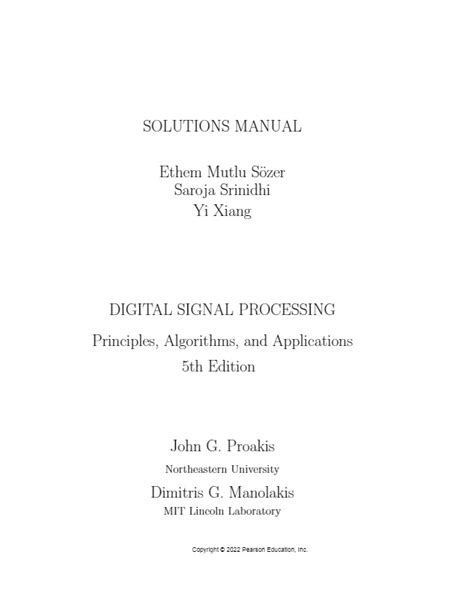 Solution Manual For Digital Signal Processing Principles Al Inspire