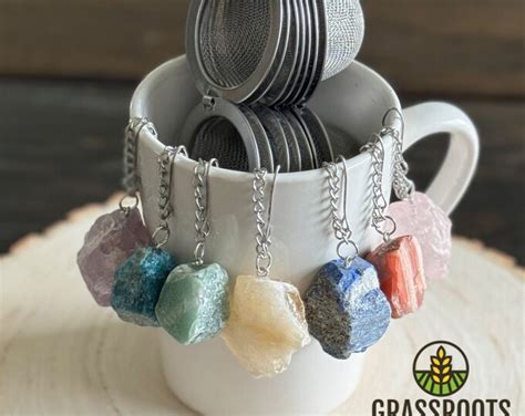 Stainless Steel Fine Mesh Tea Strainer With Crystal Energy Stone