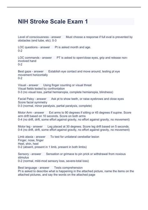 NIH Stroke Scale Exam Questions With Correct Answers Nih Stroke Scale Stuvia US