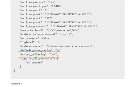 php configuration option output buffering must be disabled 🇩🇪 deutsch