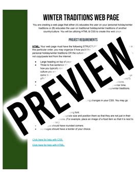 HTML CSS Winter Web Page Project Christmas Holiday Web Design TPT