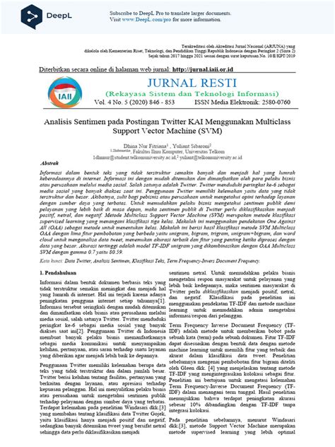 Sentiment Analysis On Kai Twitter Post Using Multiclass Support Vector Machine Svm Id Pdf