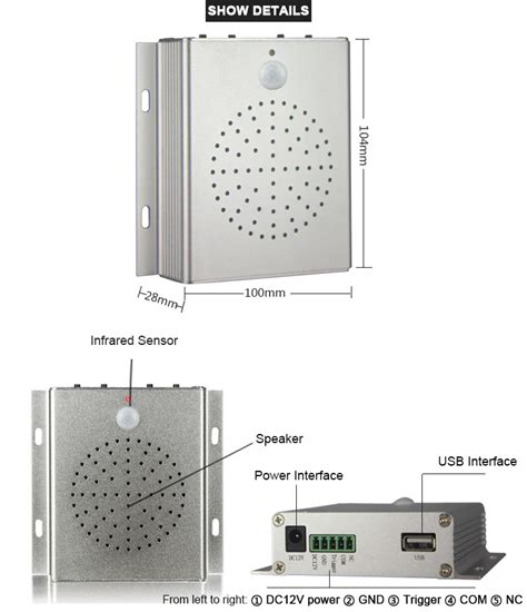 Pir Infrared Human Motion Sensor Detector With Sound Recordable For Voice Reminder Can Be