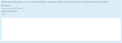 Solved Define A Static Method Called Reversestring That