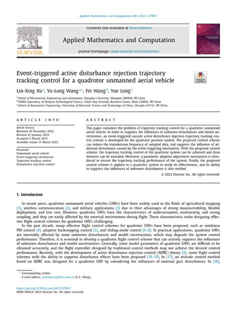 Event Triggered Active Disturbance Rejection Trajectory Pdf Control Theory Applied Mathematics
