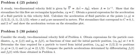 solved problem 4 25 points a steady two dimensional