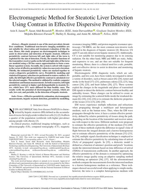 Pdf Electromagnetic Method For Steatotic Liver Detection Using